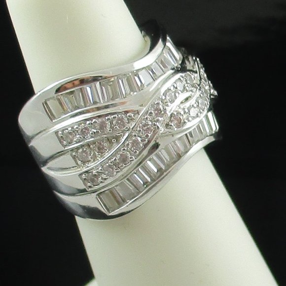 HSN | Jewelry | Absolute Simulated Diamond Sterling Silver Band Ring ...